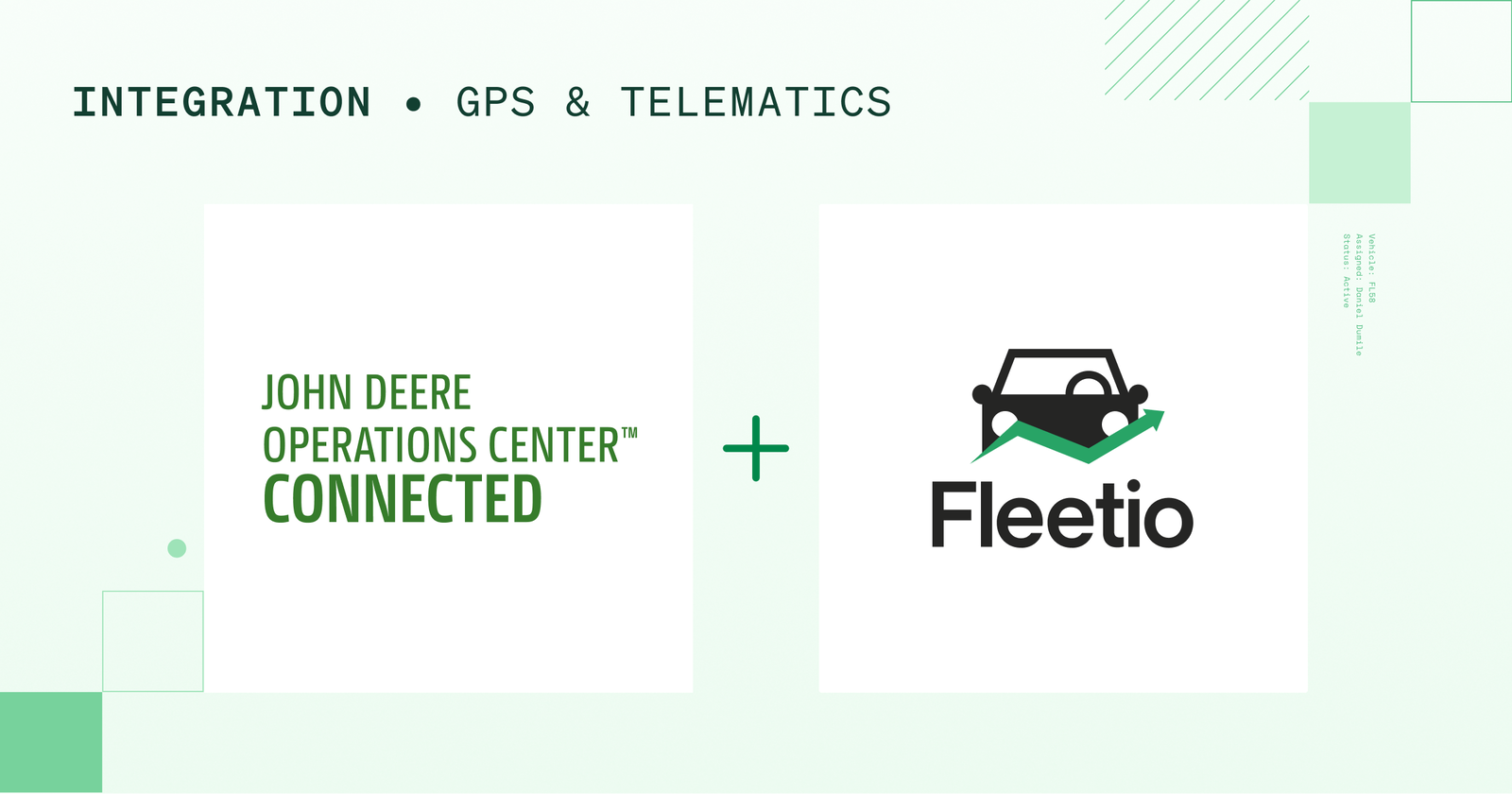John Deere Operations Center™ (JDLink) GPS & Telematics Integration - Fleetio