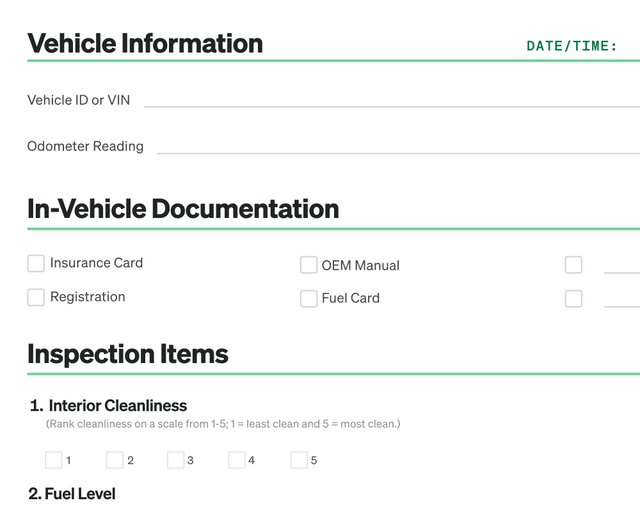 Free Vehicle Inspection Form Template - Fleetio