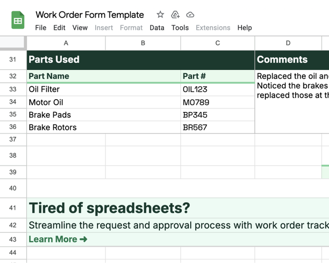 Free Maintenance Work Order Template - Fleetio