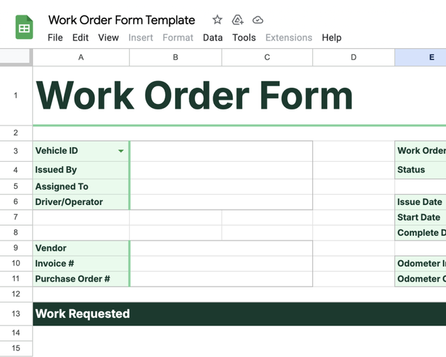 Free Maintenance Work Order Template - Fleetio