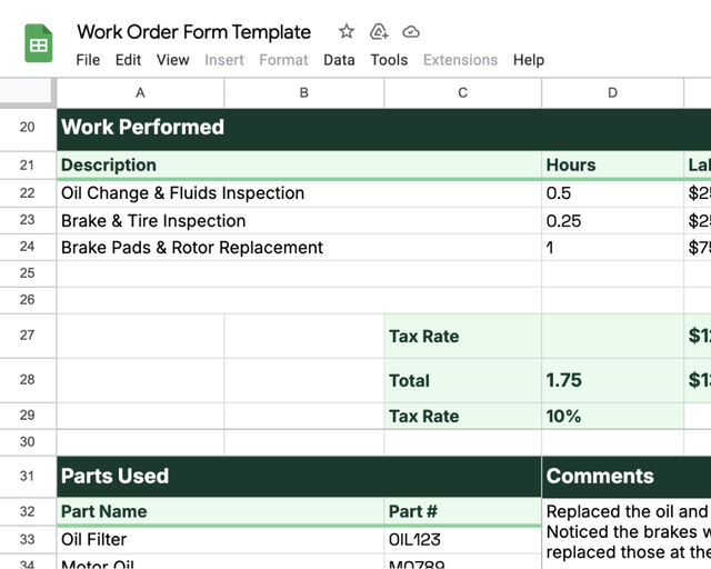 Free Maintenance Work Order Template - Fleetio
